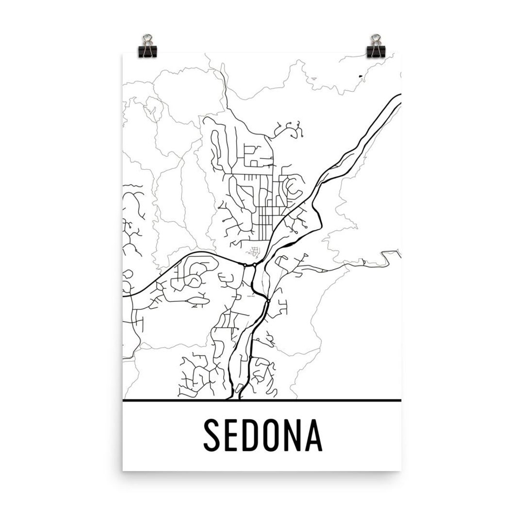 Sedona Map, Sedona Art, Sedona Print, Sedona AZ Poster, Sedona Wall Art ...