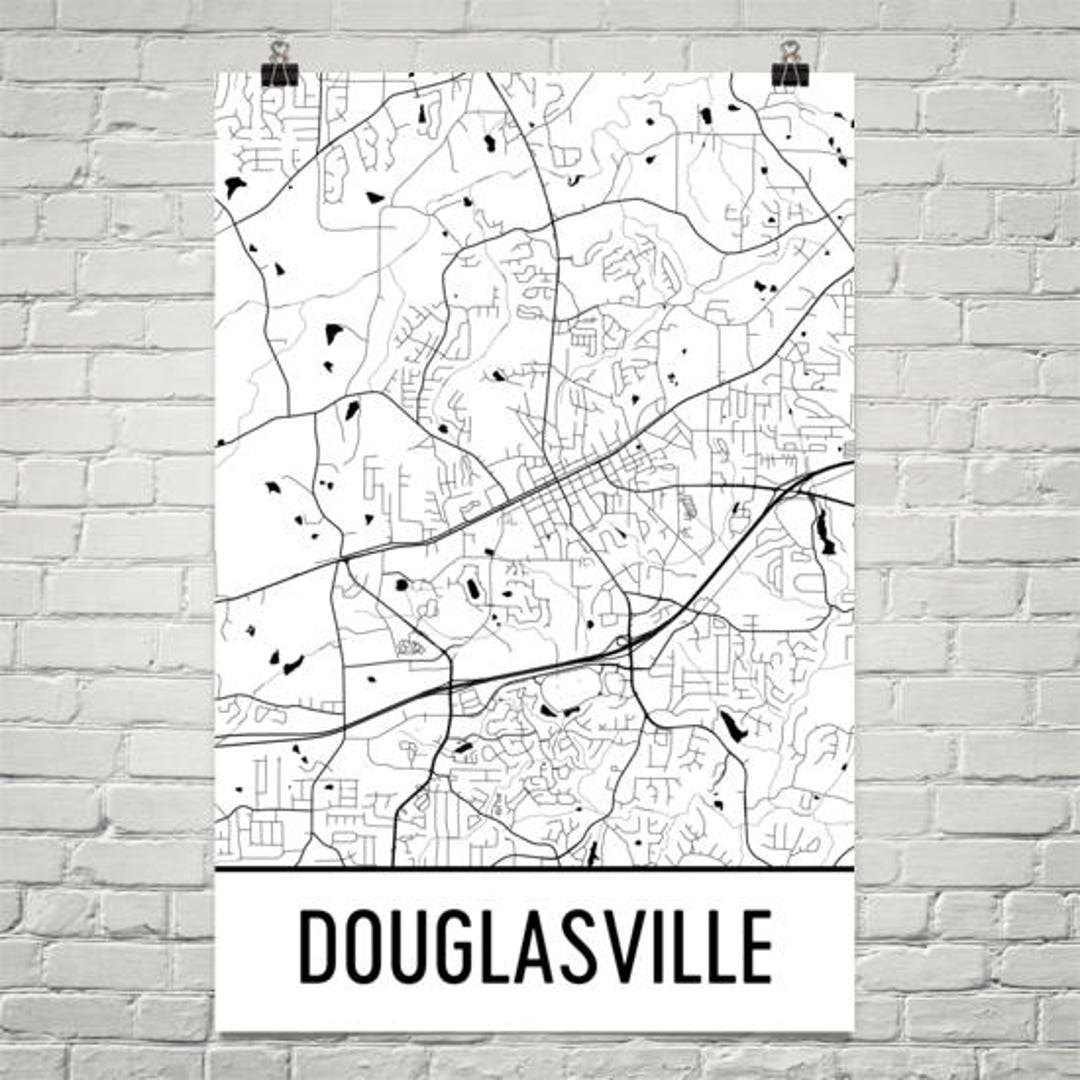 Douglasville Map, Douglasville Art, Douglasville Print, Douglasville ...