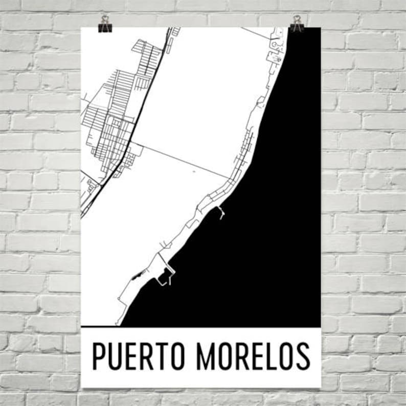 Puerto Morelos Map Puerto Morelos Art Puerto Morelos Print - Etsy