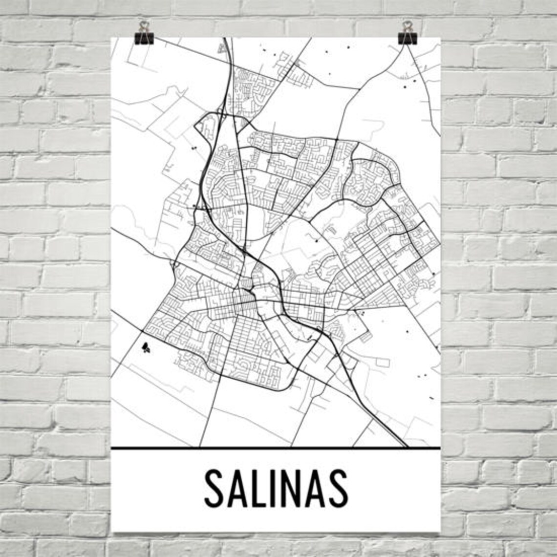 Salinas California Map Art Print, City Street Decor - Etsy