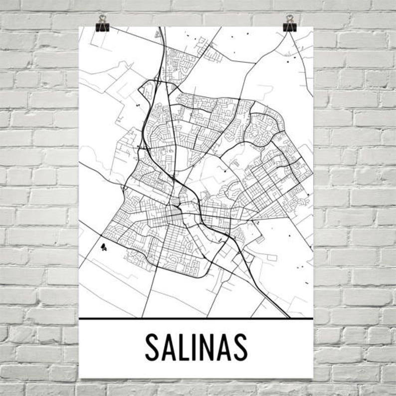 Salinas Map Salinas Art Salinas Print Salinas CA Poster - Etsy