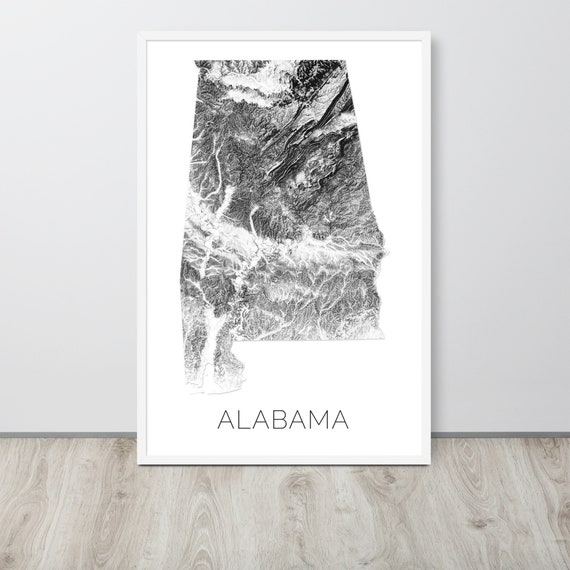 Alabama Topographic Map Map of Alabama AL Map Alabama | Etsy