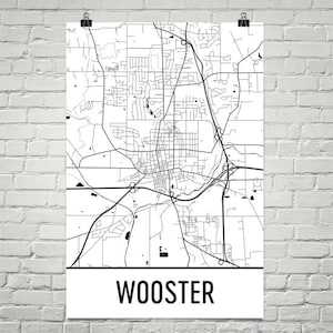 Wooster Ohio Map, Wooster Art, Wooster Print, Wooster Poster, Wooster ...