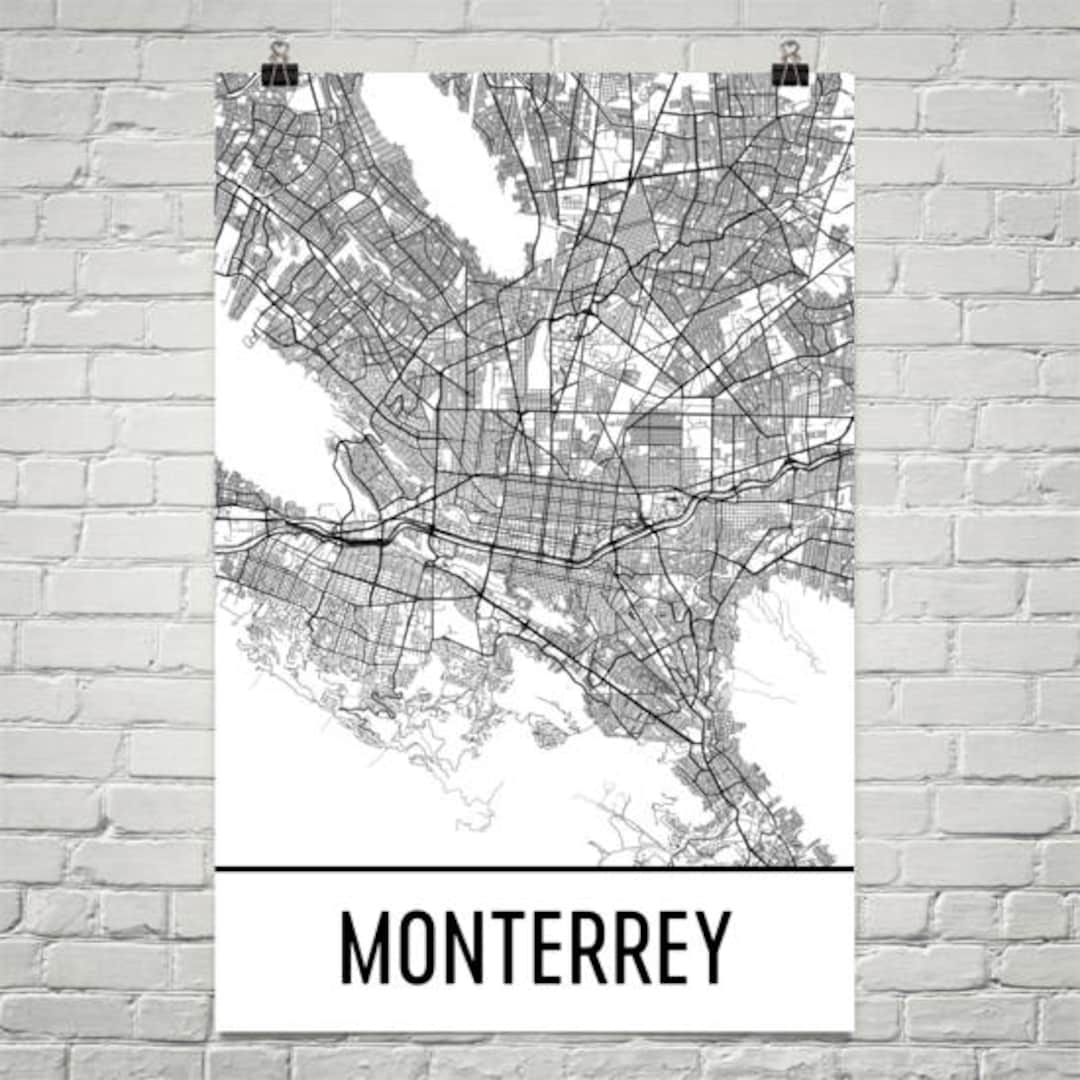 Monterrey Map, Monterrey Art, Monterrey Print, Monterrey Mexico Poster ...