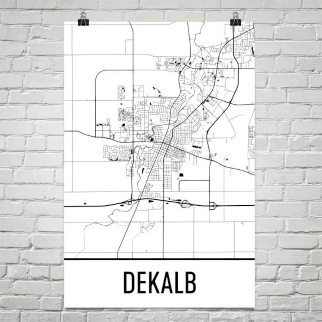 Dekalb Illinois Street Map Art Print, Minimalist City Poster - Etsy