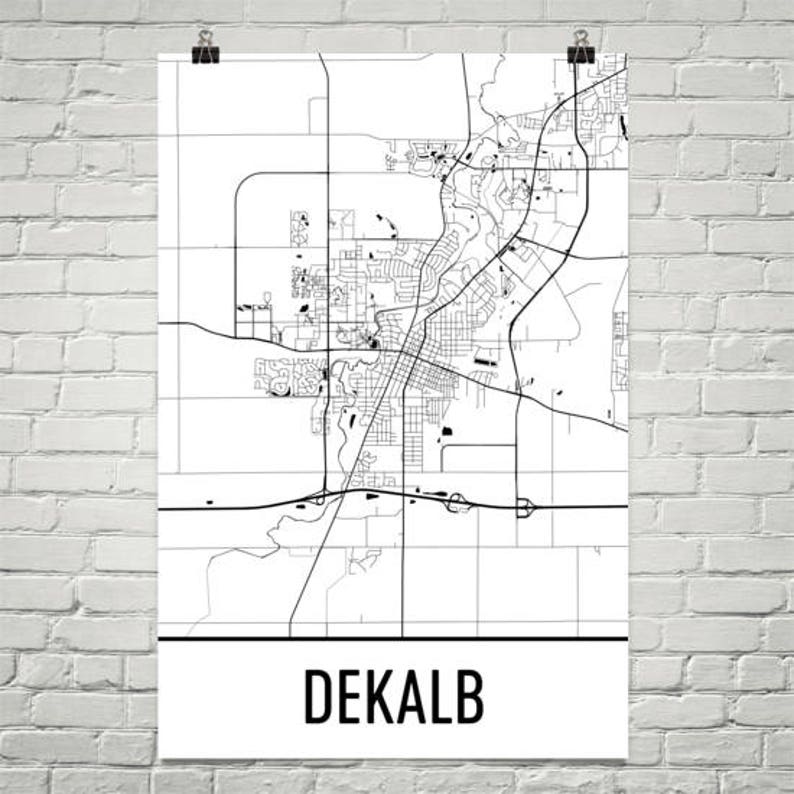 Dekalb Illinois Street Map Art Print, Minimalist City Poster - Etsy