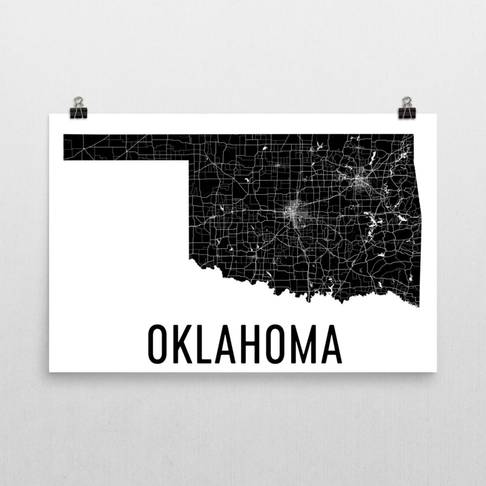 Oklahoma State Oklahoma Map Oklahoma Art Oklahoma Print - Etsy