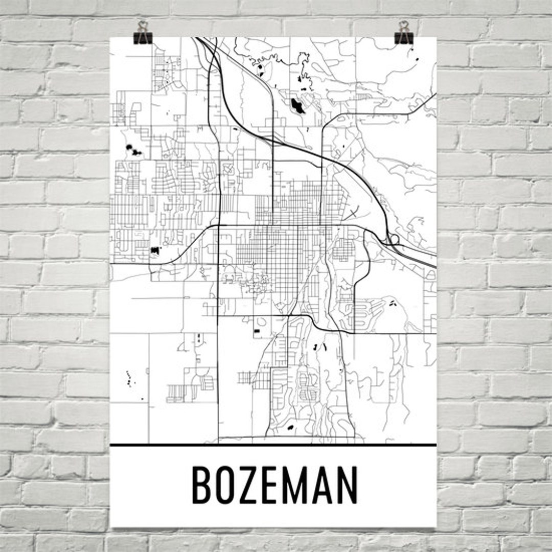 Bozeman Map, Bozeman MT, Art, Bozeman Print, Bozeman MT Poster, Bozeman ...