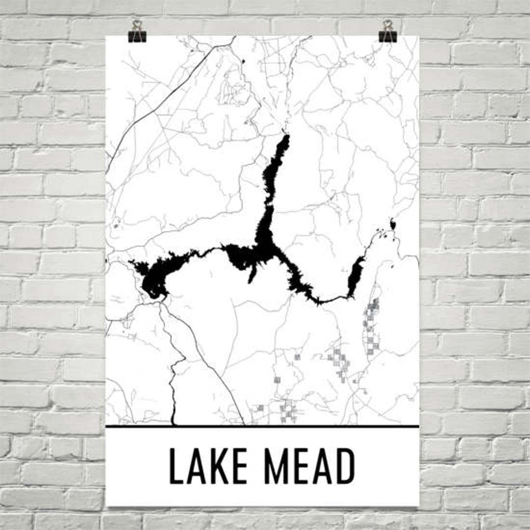 Lake Mead Map Art Print: Nevada & Arizona, Hoover Dam Decor - Etsy