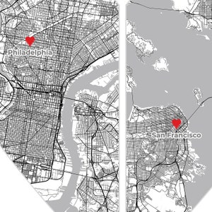 Personalized Anniversary Map for Long Distance Love | Custom LDR Gift ...