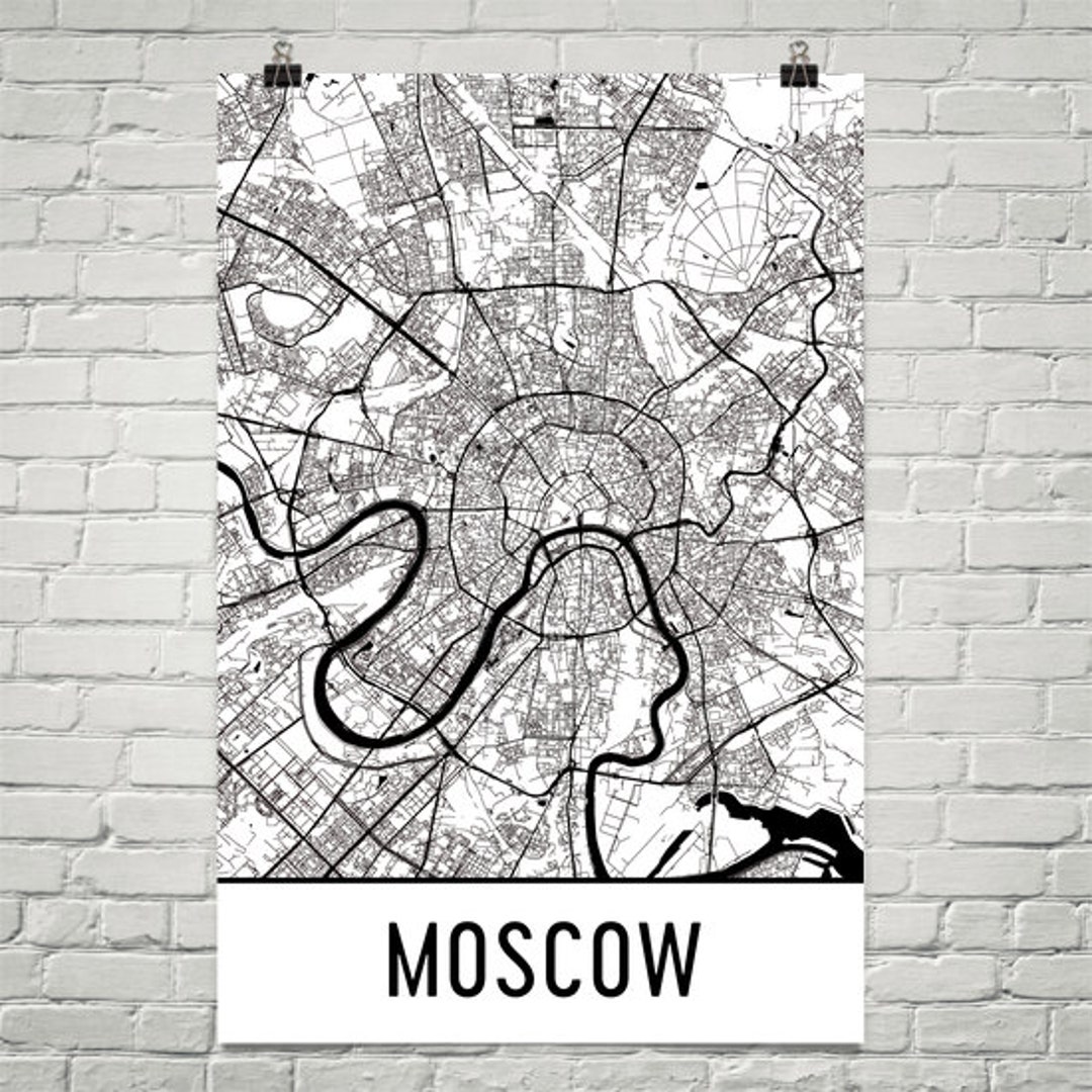 Moscow Map, Moscow Art, Moscow Print, Moscow Russia Poster, Moscow Wall ...