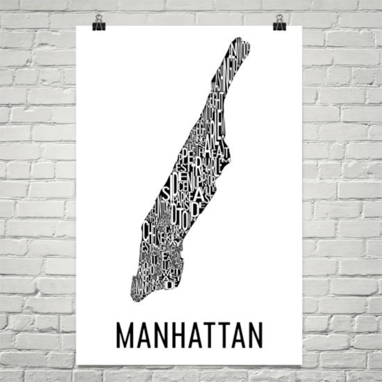Manhattan Typography Neighborhood Map Art City Print, Manhattan Wall ...