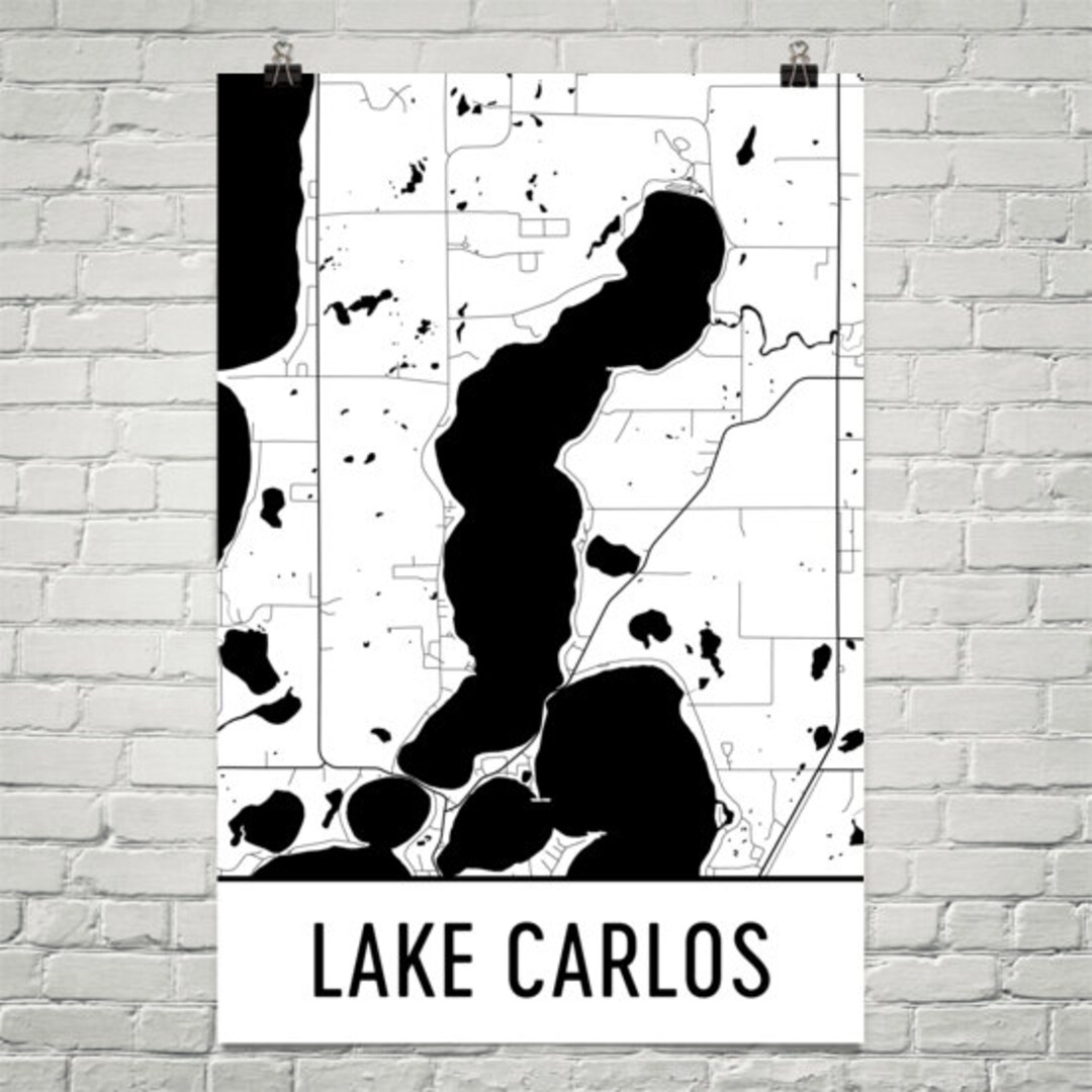 Lake Carlos Minnesota Map Art, Minneapolis Decor - Etsy
