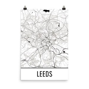 Leeds Map, Leeds Art, Leeds Print, Leeds England Poster, Leeds Wall Art ...