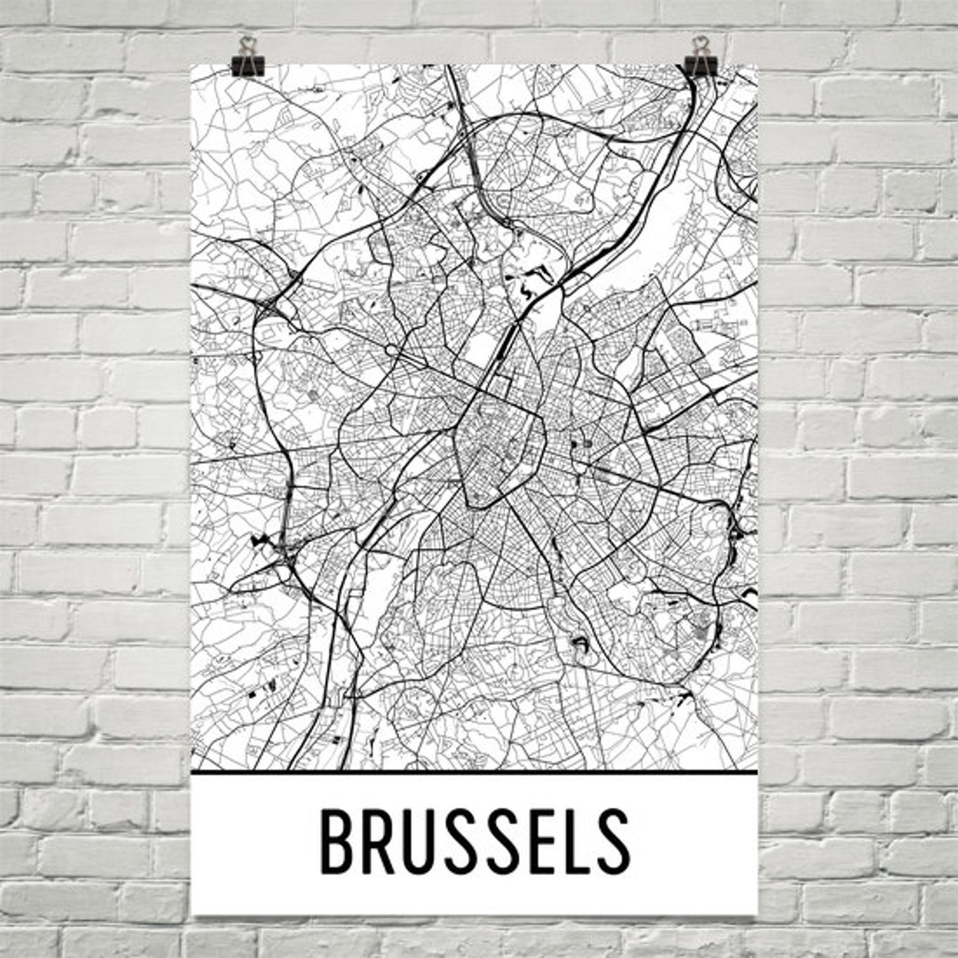 Brussels Map, Brussels Art, Brussels Print, Brussels Belgium Poster ...