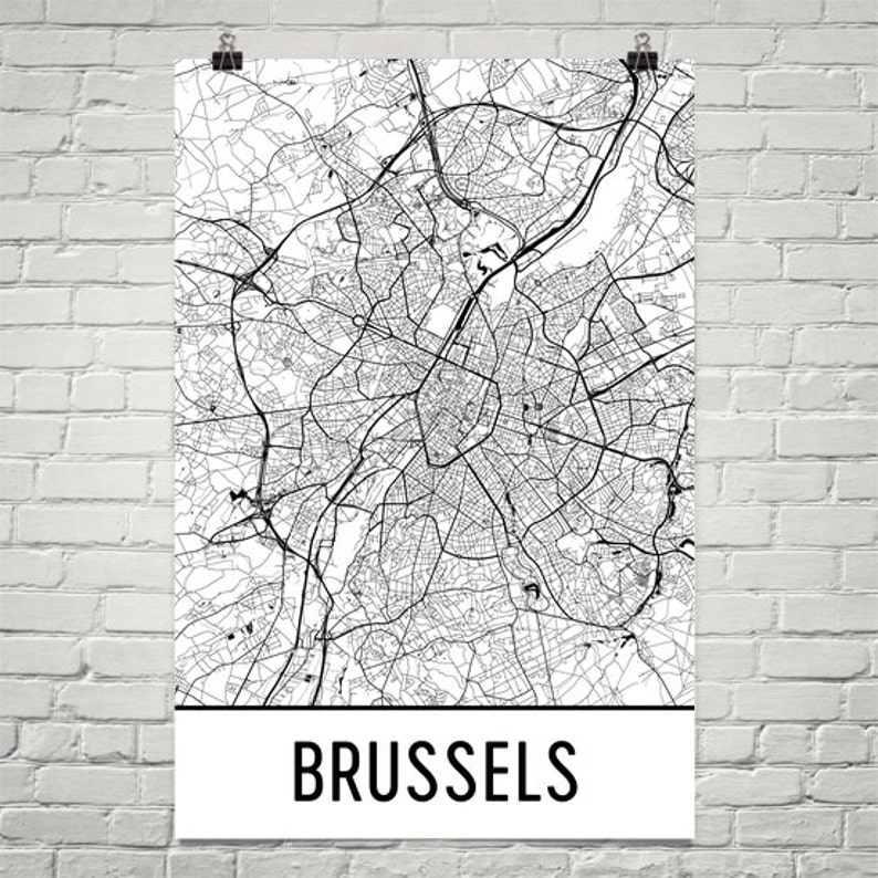 Brussels Map Brussels Art Brussels Print Brussels Belgium | Etsy