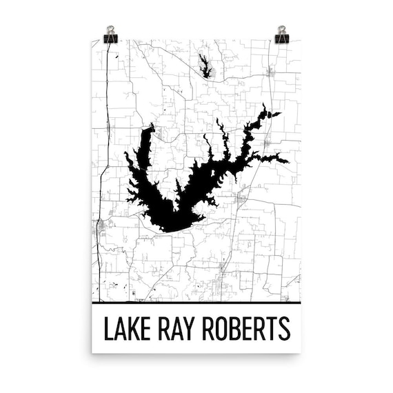 Lake Ray Roberts Texas Lake Ray Roberts TX Denton Texas Map | Etsy