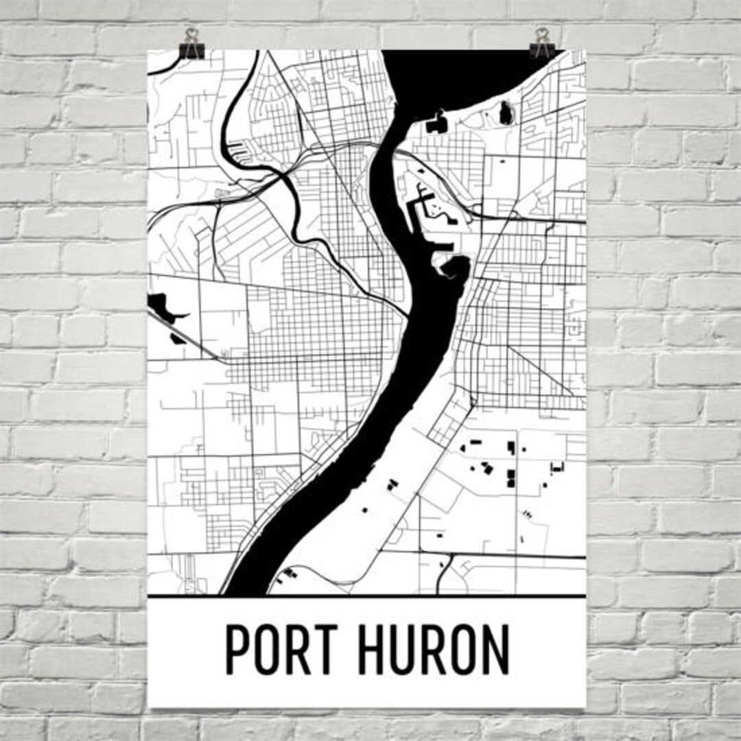 Port Huron MI Map, Port Huron Art, Port Huron Print, Port Huron ...
