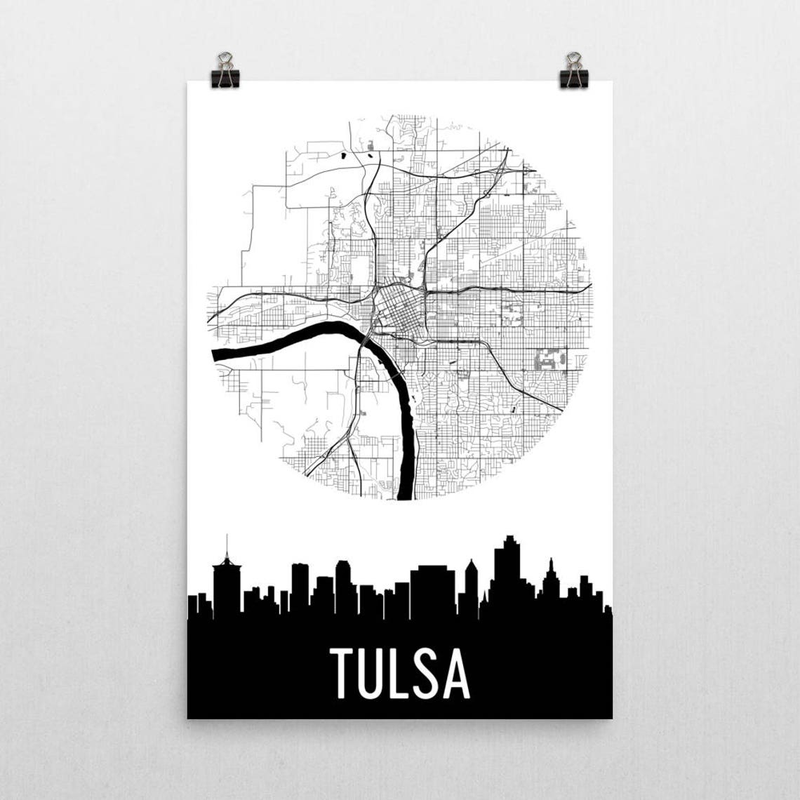 Tulsa Skyline Tulsa Map Tulsa Skyline Art Tulsa Canvas Art | Etsy