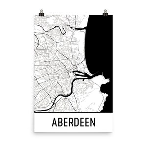 Aberdeen Map, Aberdeen Art, Aberdeen Print, Aberdeen England Poster ...