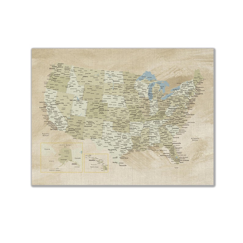 Antique United States Push Pin Map Vintage USA Map Beige - Etsy