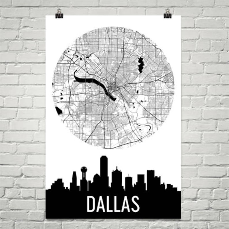 Dallas Skyline Dallas Map Dallas Skyline Art Dallas Canvas - Etsy