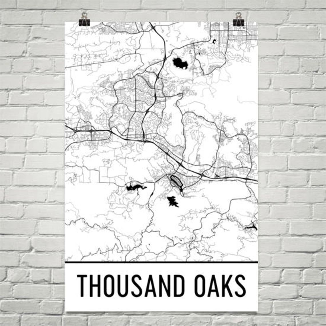 Thousand Oaks Map Thousand Oaks Art Thousand Oaks Print - Etsy
