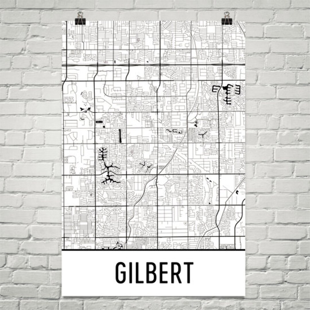 Gilbert Map, Gilbert Art, Gilbert Print, Gilbert Arizona Poster ...