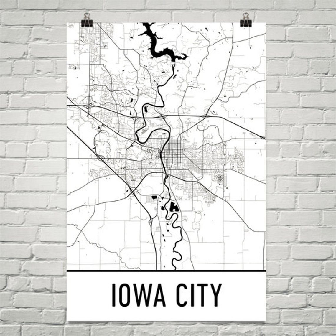 Iowa City Map Iowa City Art Iowa City Print Iowa City IA - Etsy