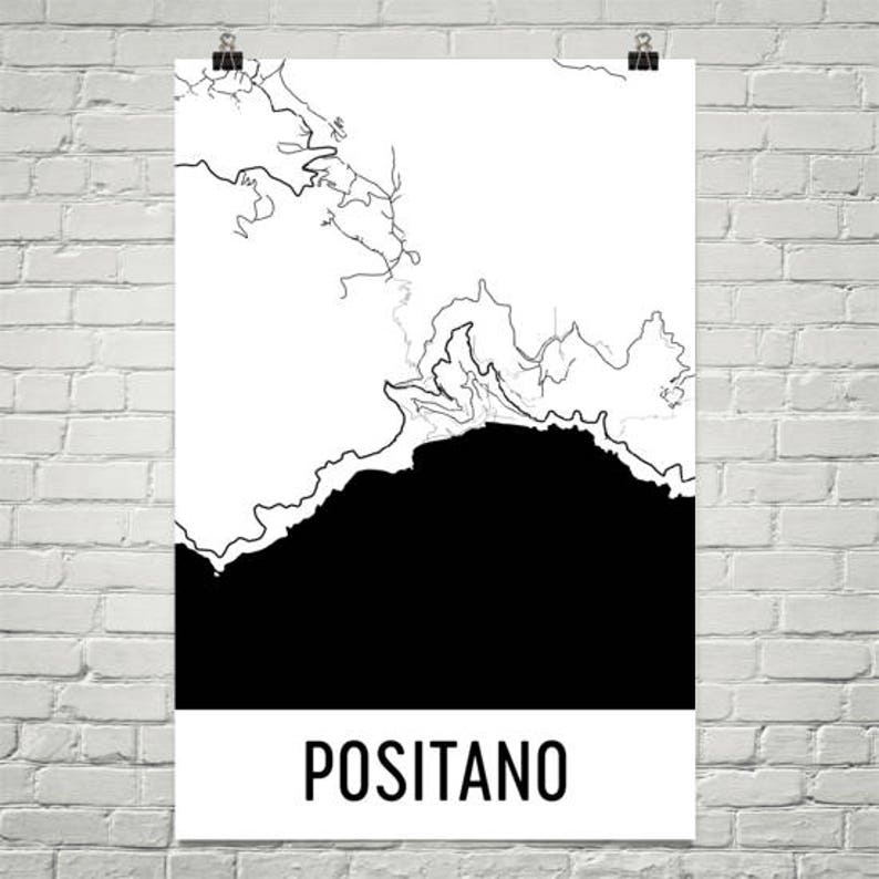 Positano Map Positano Art Amalfi Coast Print Positano Italy - Etsy