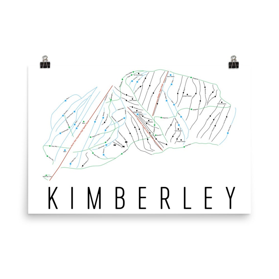 Kimberley Alpine Ski Map Art Kimberley British Columbia | Etsy
