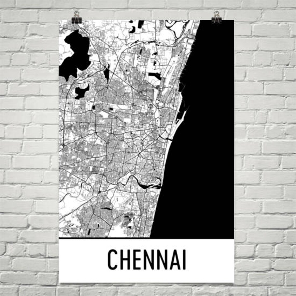 Chennai Map Chennai Art Chennai Print Chennai India Poster - Etsy