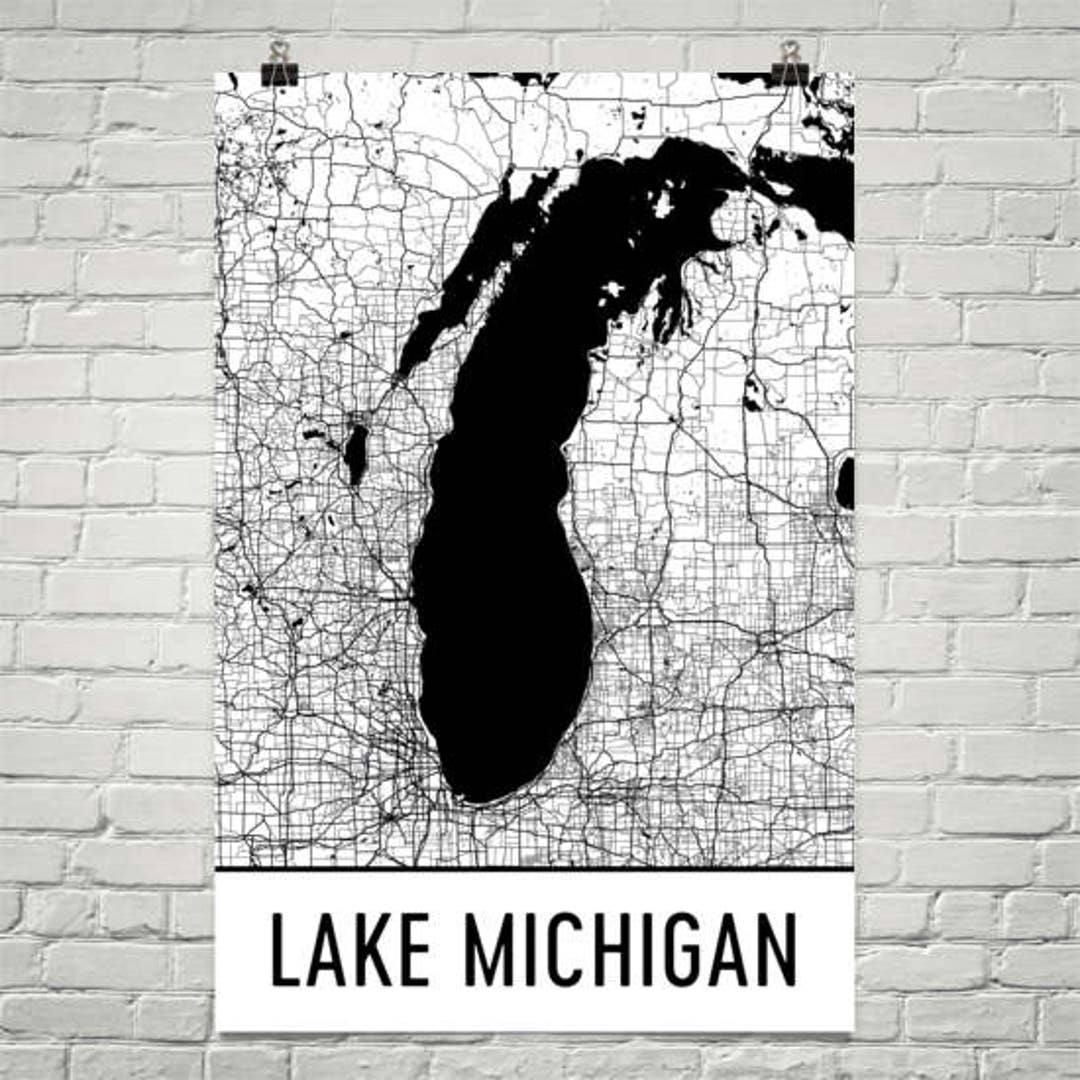 Lake Michigan Map, Lake Michigan Art, Great Lakes, Great Lake Map, Lake ...