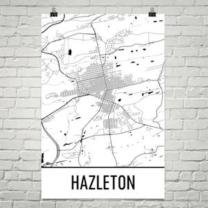 Hazleton Map, Hazleton Art, Hazleton Print, Hazleton PA Poster ...