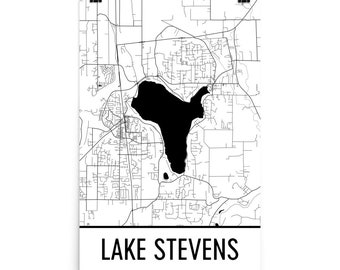 Lake Stevens Map Art - Etsy