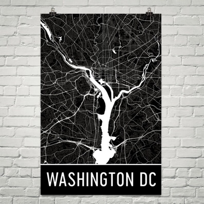 Washington DC Map Washington DC Art Washington DC Print | Etsy