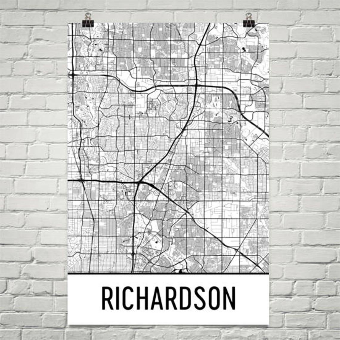 Richardson Map Richardson Art Richardson Print Dallas TX | Etsy