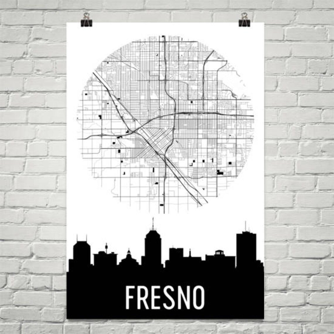 Fresno Skyline Fresno Map Fresno Skyline Art Fresno Canvas | Etsy