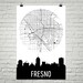 Fresno Skyline Fresno Map Fresno Skyline Art Fresno Canvas - Etsy