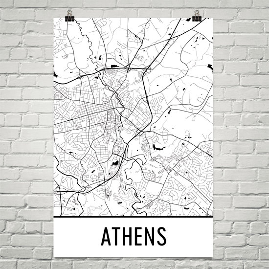 Athens Map Athens Art Athens Print Athens GA Art Poster | Etsy
