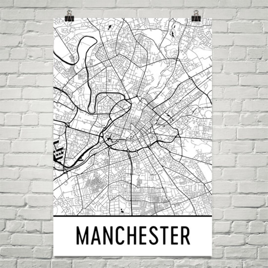 Manchester England Map Art Print: City Street Poster - Etsy