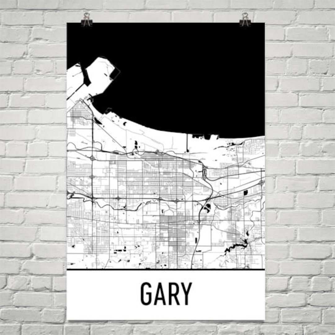 Gary Indiana Map Art Print: Modern Cityscape Poster - Etsy