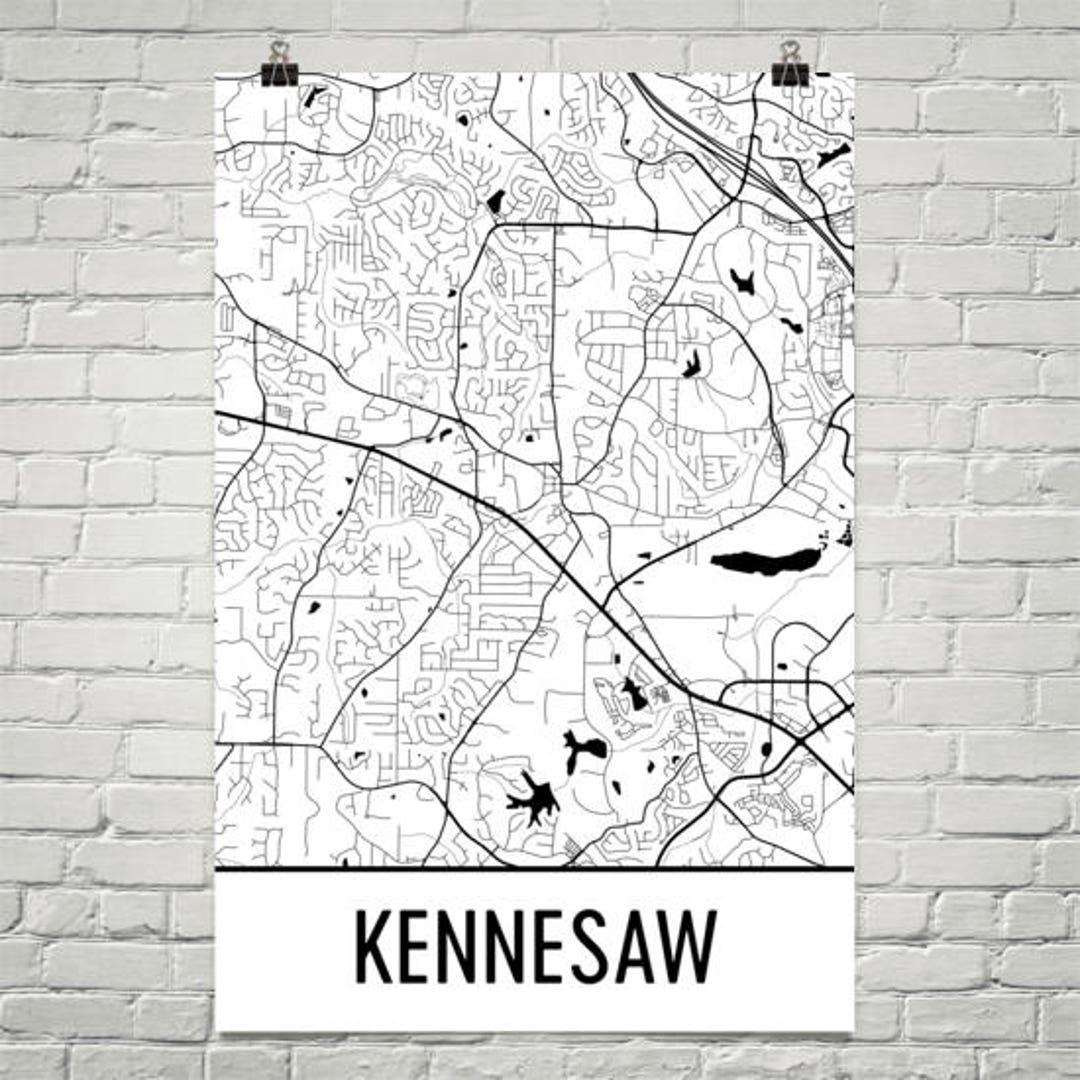 Kennesaw Map, Kennesaw State Art, Kennesaw Print, Kennesaw Georgia ...