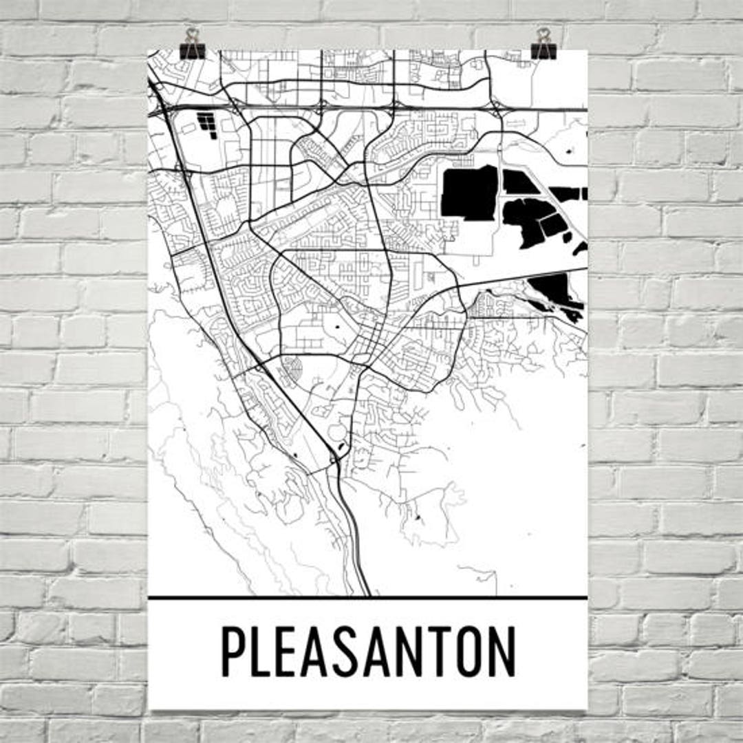 Pleasanton Map, Pleasanton Art, Pleasanton Print, Pleasanton CA Poster ...