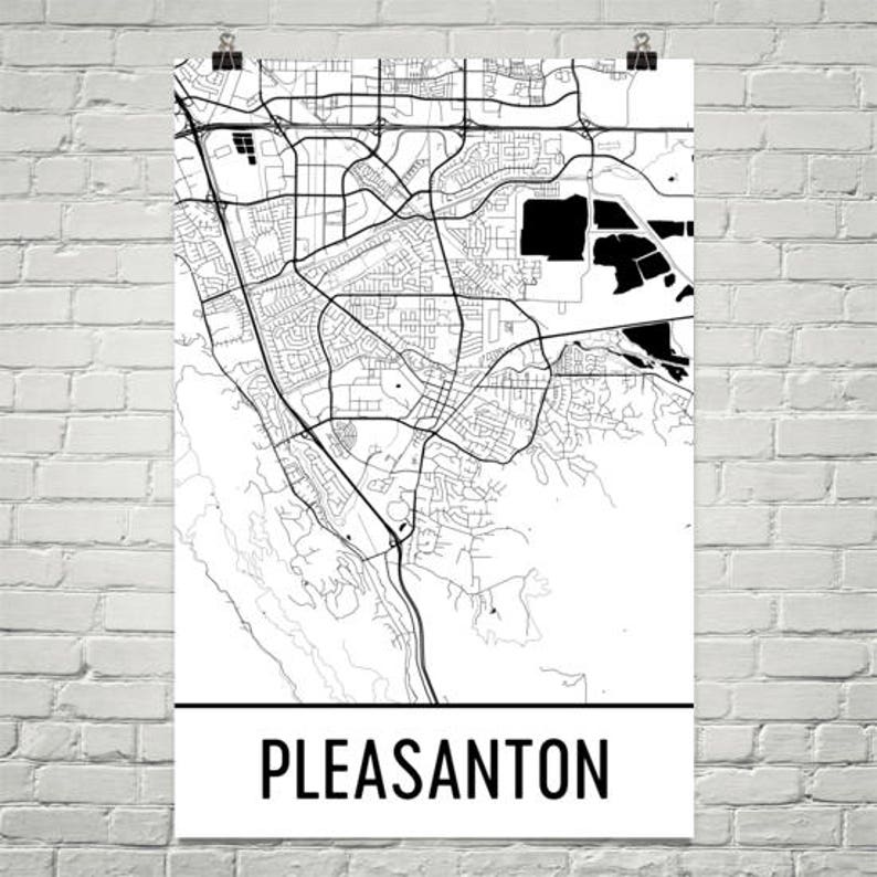 Pleasanton Map Pleasanton Art Pleasanton Print Pleasanton - Etsy