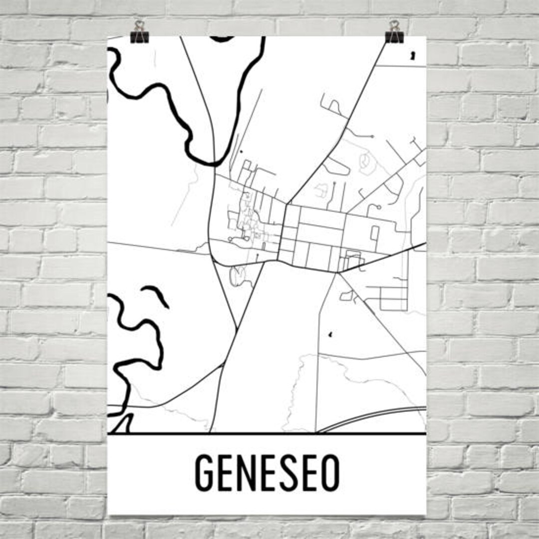 Geneseo NY Map Art Print: Minimalist Street Map Poster - Etsy