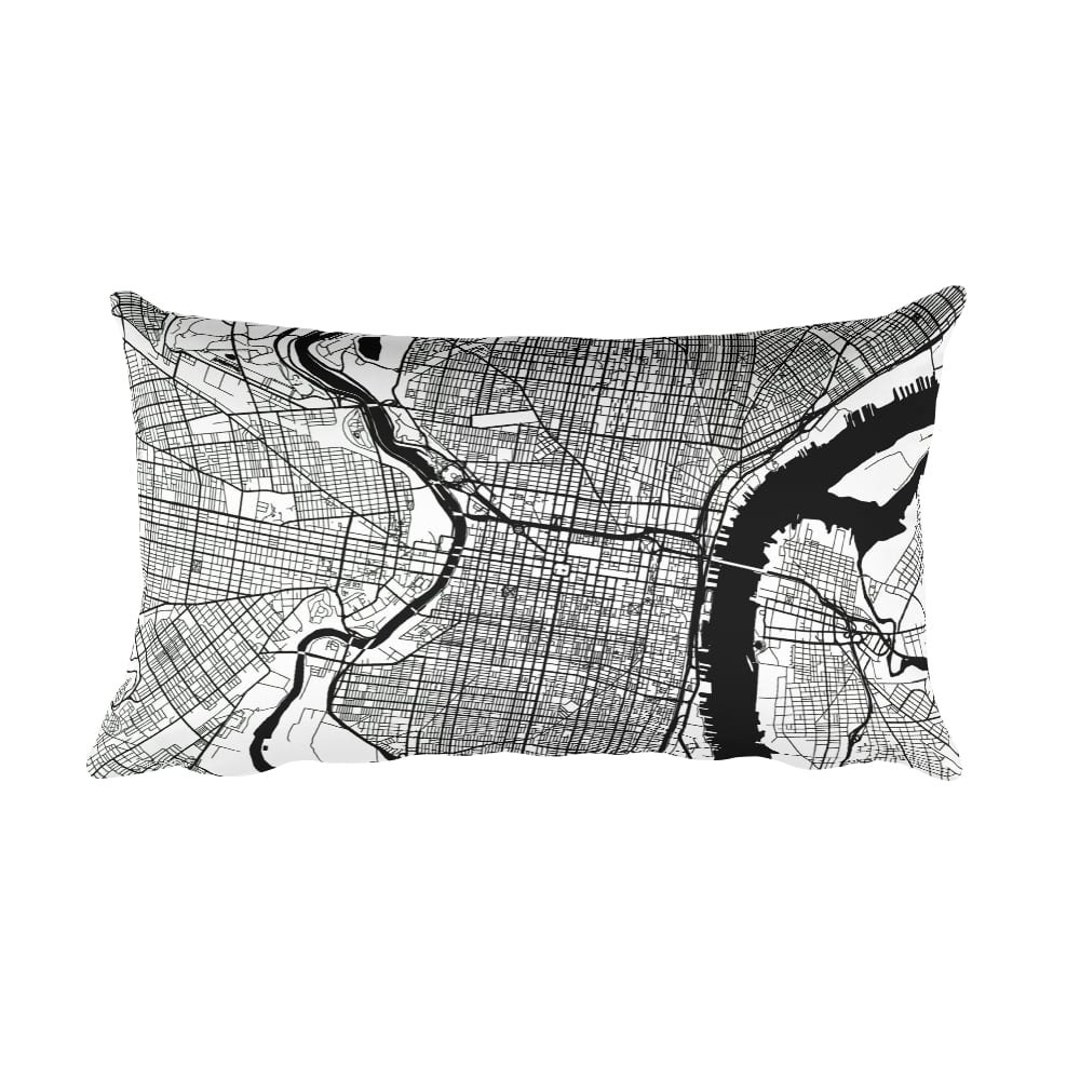 Philadelphia Map Pillow: Modern City Street Art Throw Pillow - Etsy