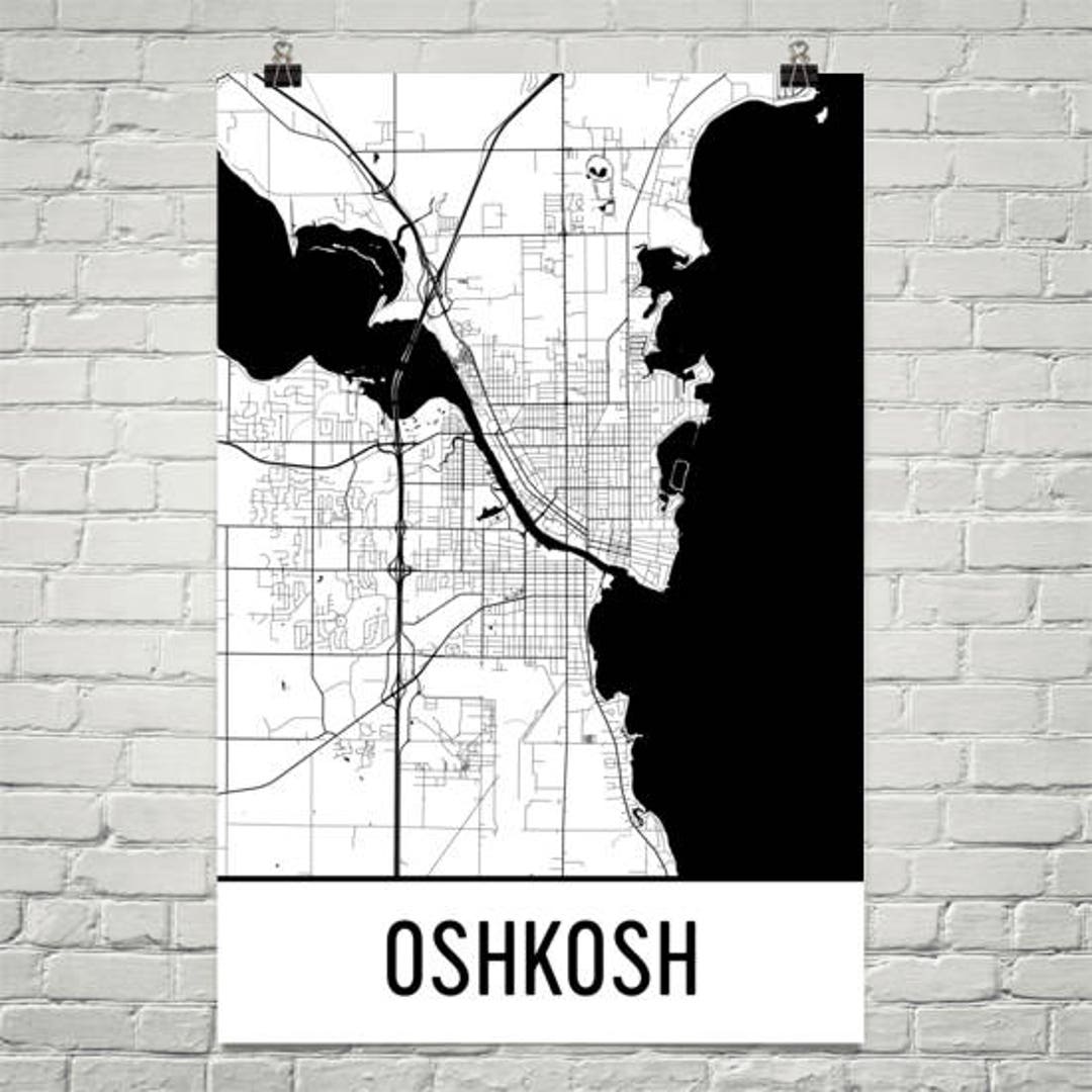 Oshkosh Wisconsin Map Art Print: Modern City Street Poster - Etsy