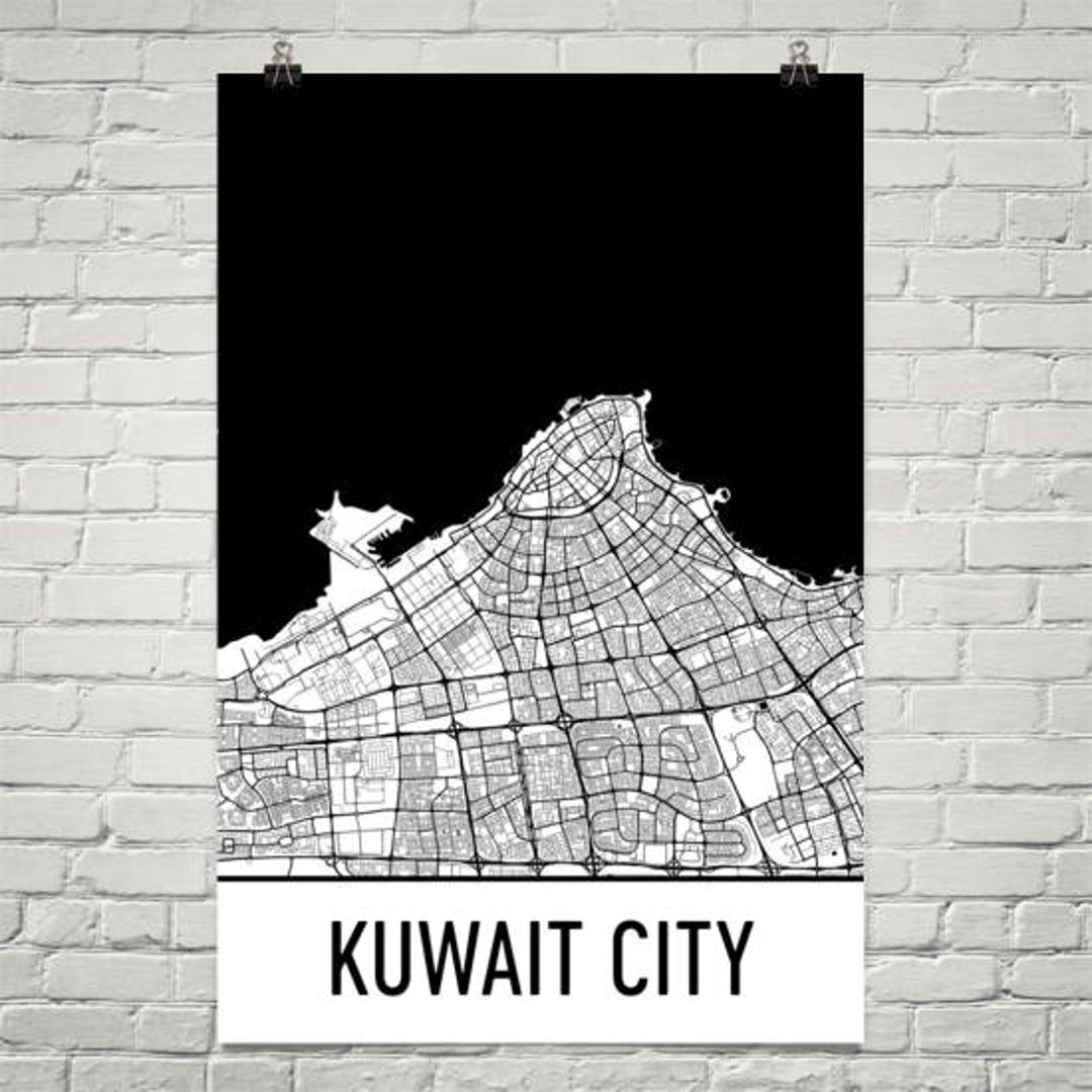 Kuwait City Map, Kuwait City Art, Kuwait City Print, Kuwait City Kuwait ...