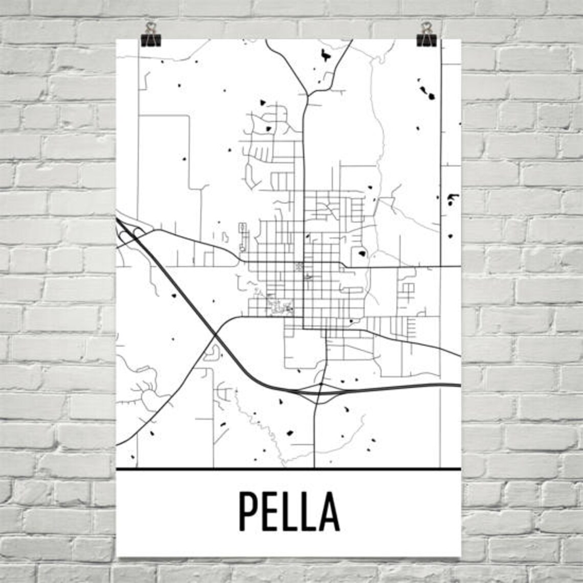 Pella Iowa Map Pella IA Art Pella Print Pella Poster Pella | Etsy